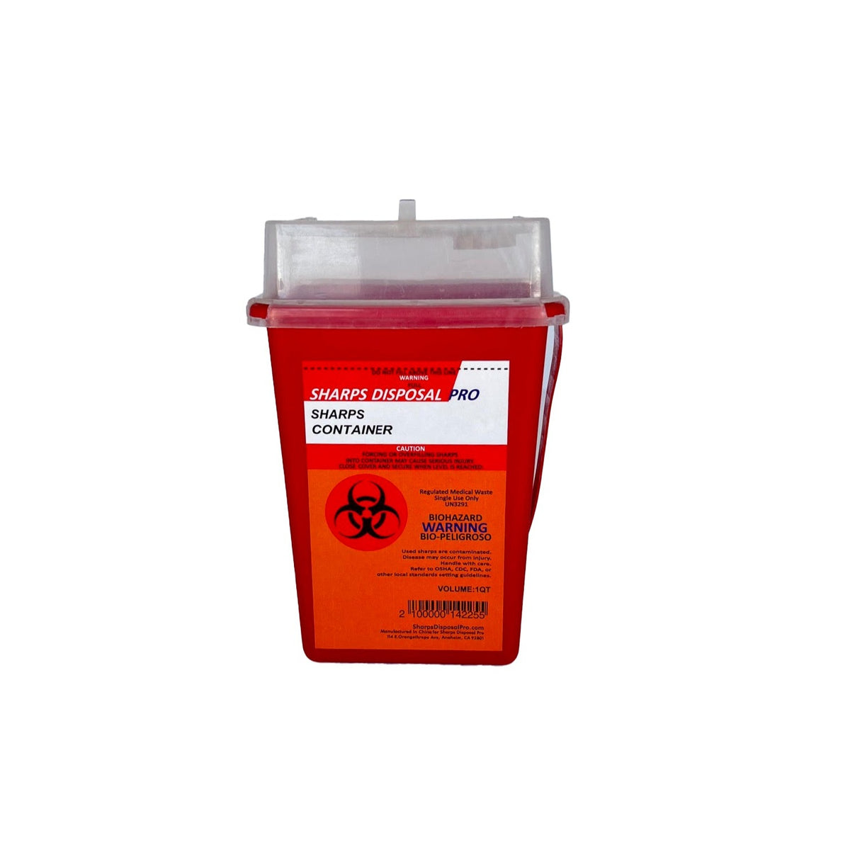 1 QUART SMALL PORTABLE SHARPS CONTAINER WITH HANDLE FOR PROFESSIONAL ...